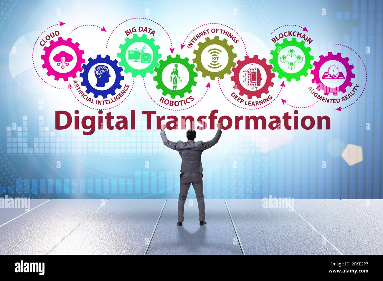 Concept of digital transformation with the businessman Stock Photo - Alamy