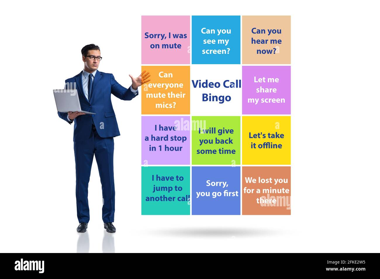 Funny concept with the video call bingo Stock Photo - Alamy