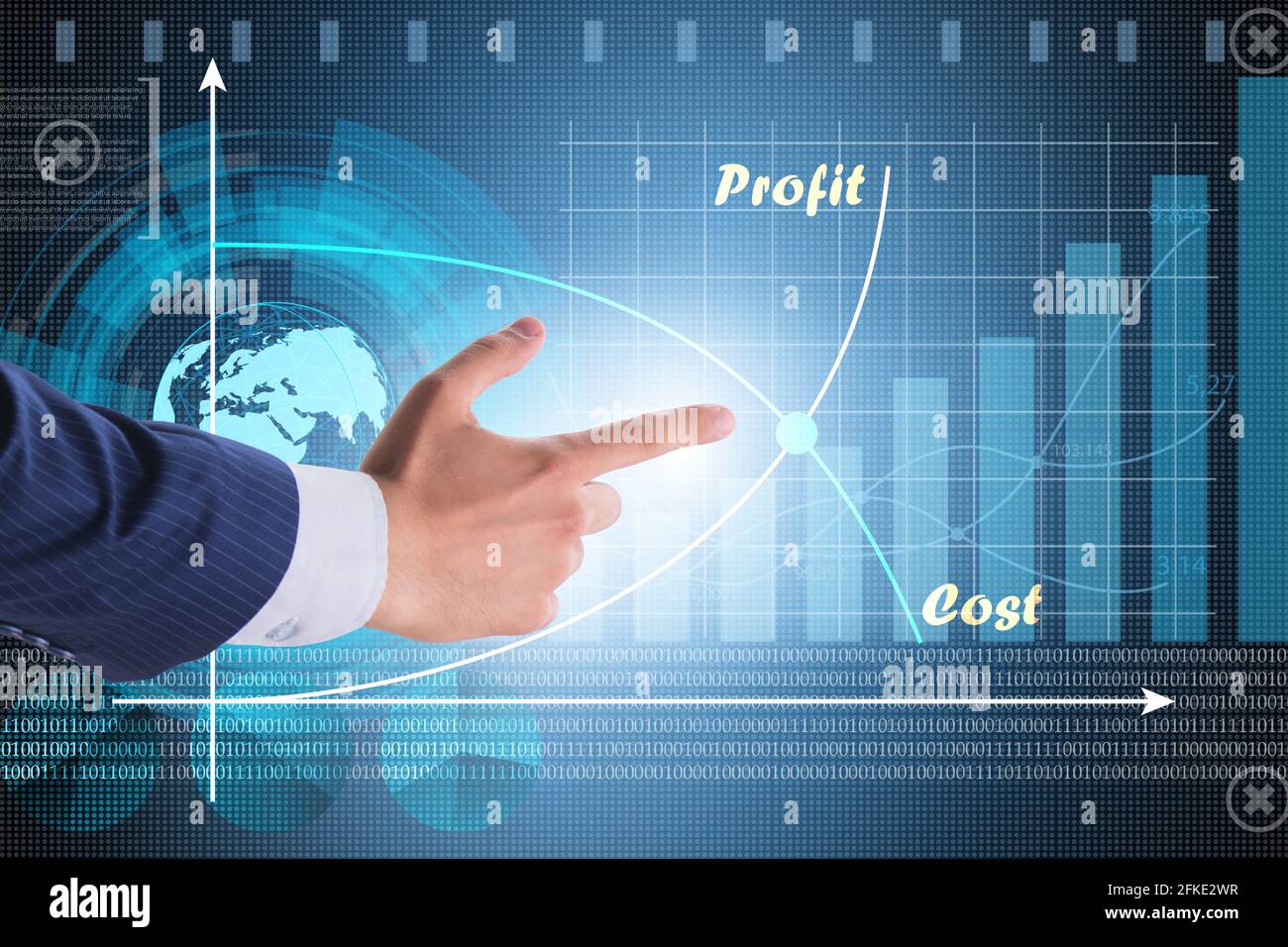 Concept of the proft and loss with businessman Stock Photo - Alamy