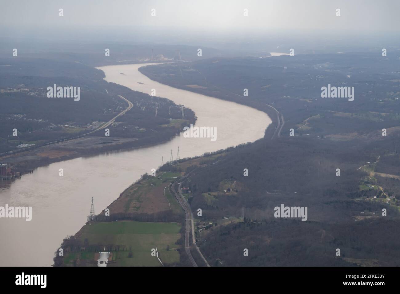 Aerial view of the Ohio river Stock Photo - Alamy