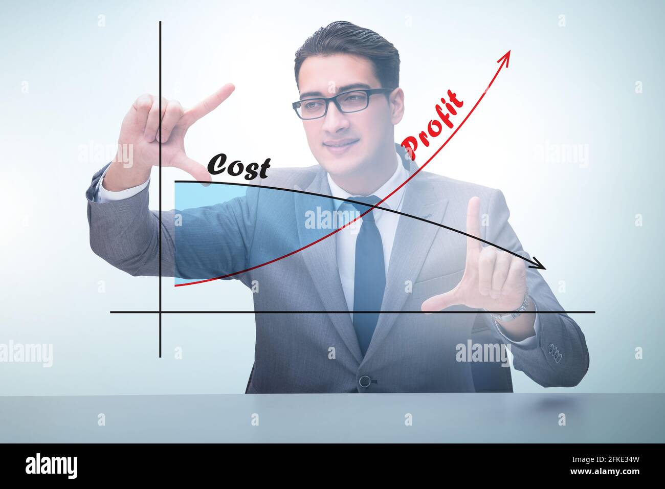 Concept of the proft and loss with businessman Stock Photo - Alamy