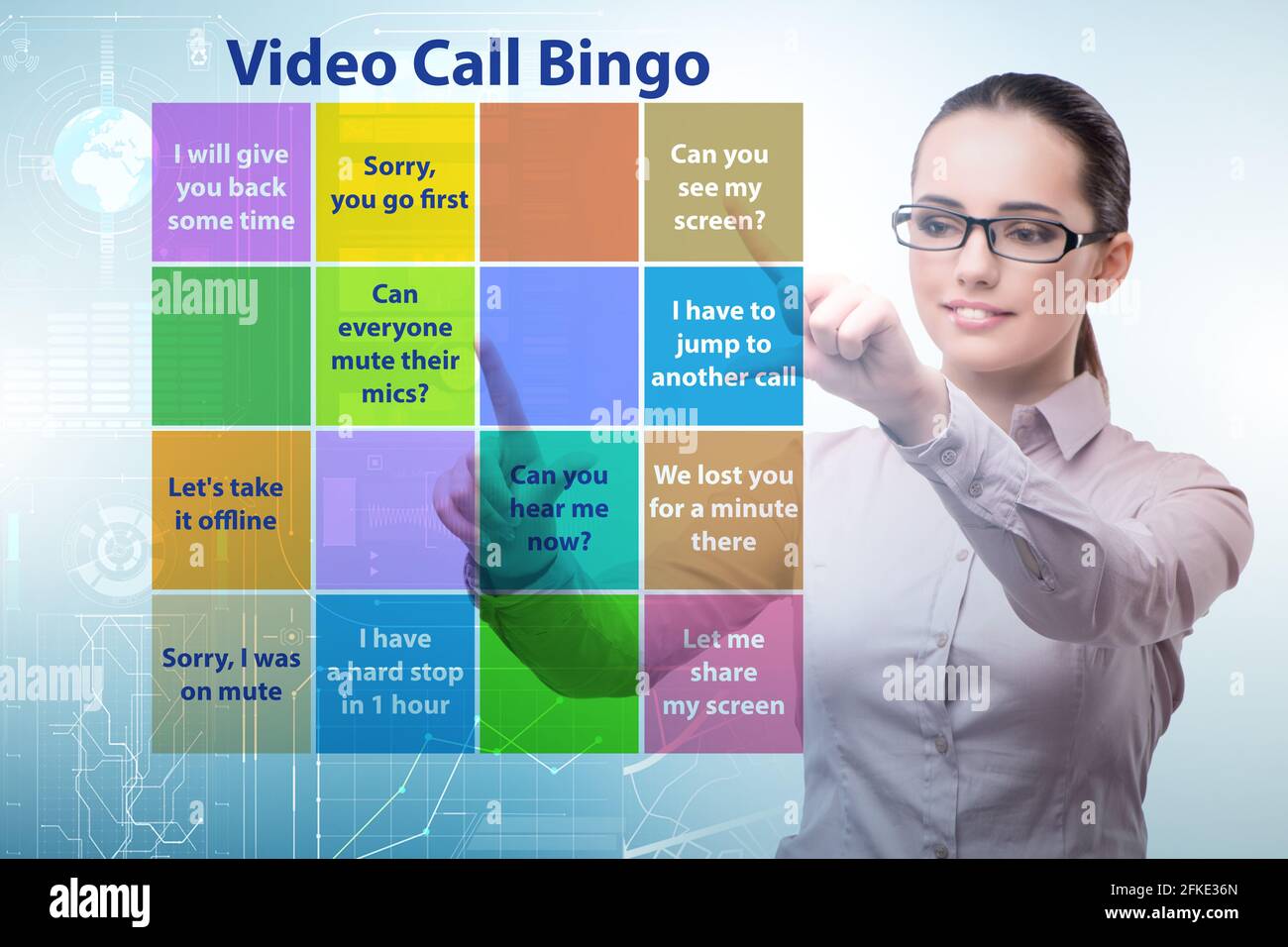 Funny concept with the video call bingo Stock Photo - Alamy