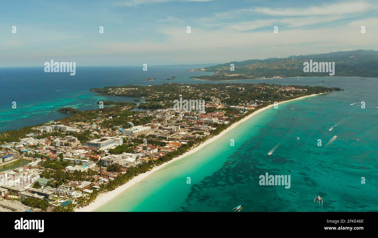 Tropical lagoon with turquoise water and white sand beach Boracay ...