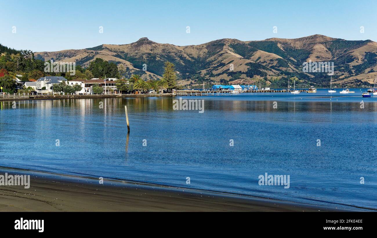 Akaroa wharf christchurch new zealand hi-res stock photography and ...