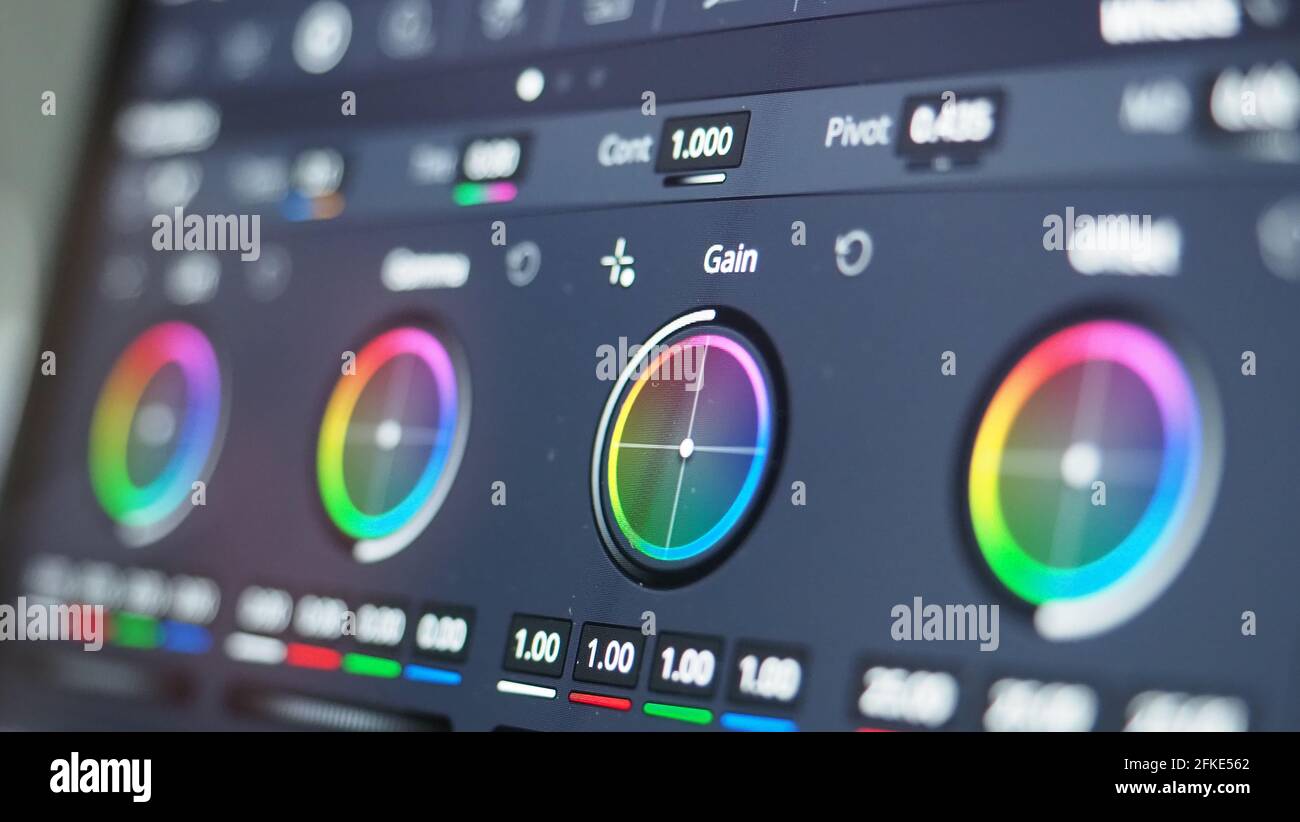 Color grading indicator graph on screen. RGB colour correction graphic ...