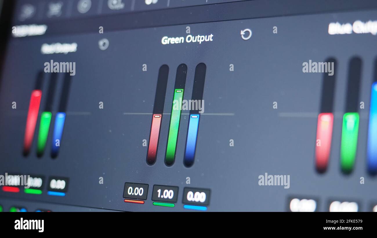 Color grading indicator graph on screen. RGB colour correction graphic ...
