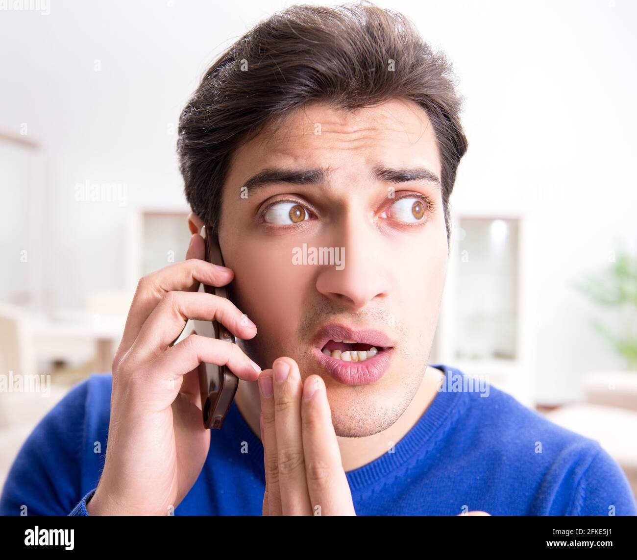 The man panicking because of pimples on the skin Stock Photo - Alamy
