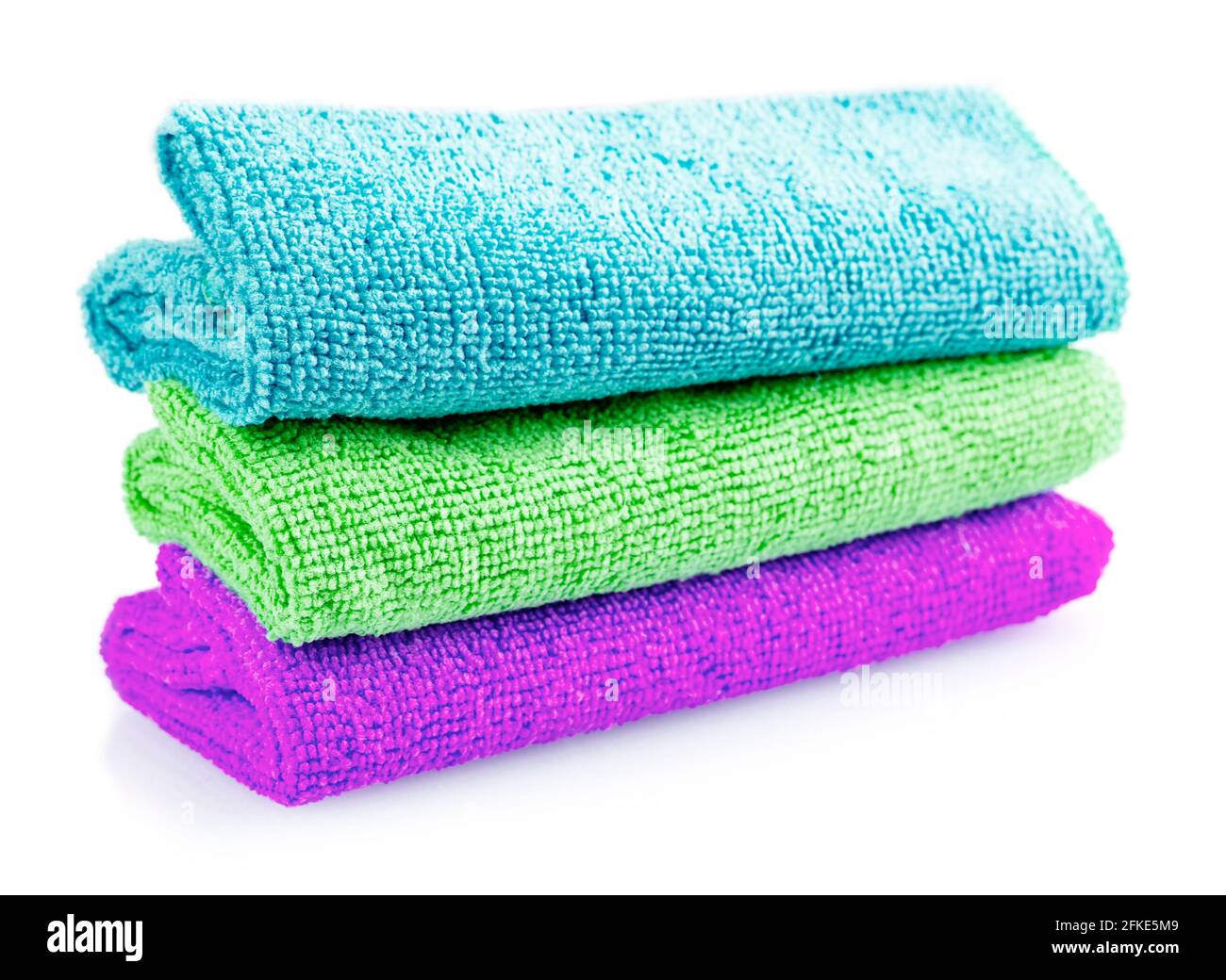 The Stack of color microfiber cloths isolated on white background Stock ...