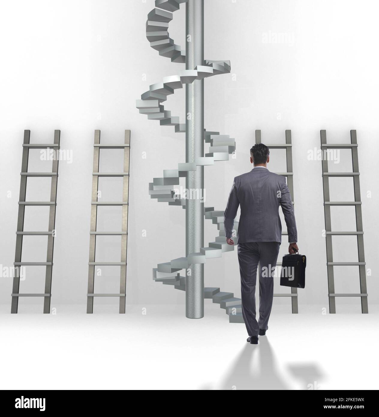 The career progression concept with ladders and staircase Stock Photo ...