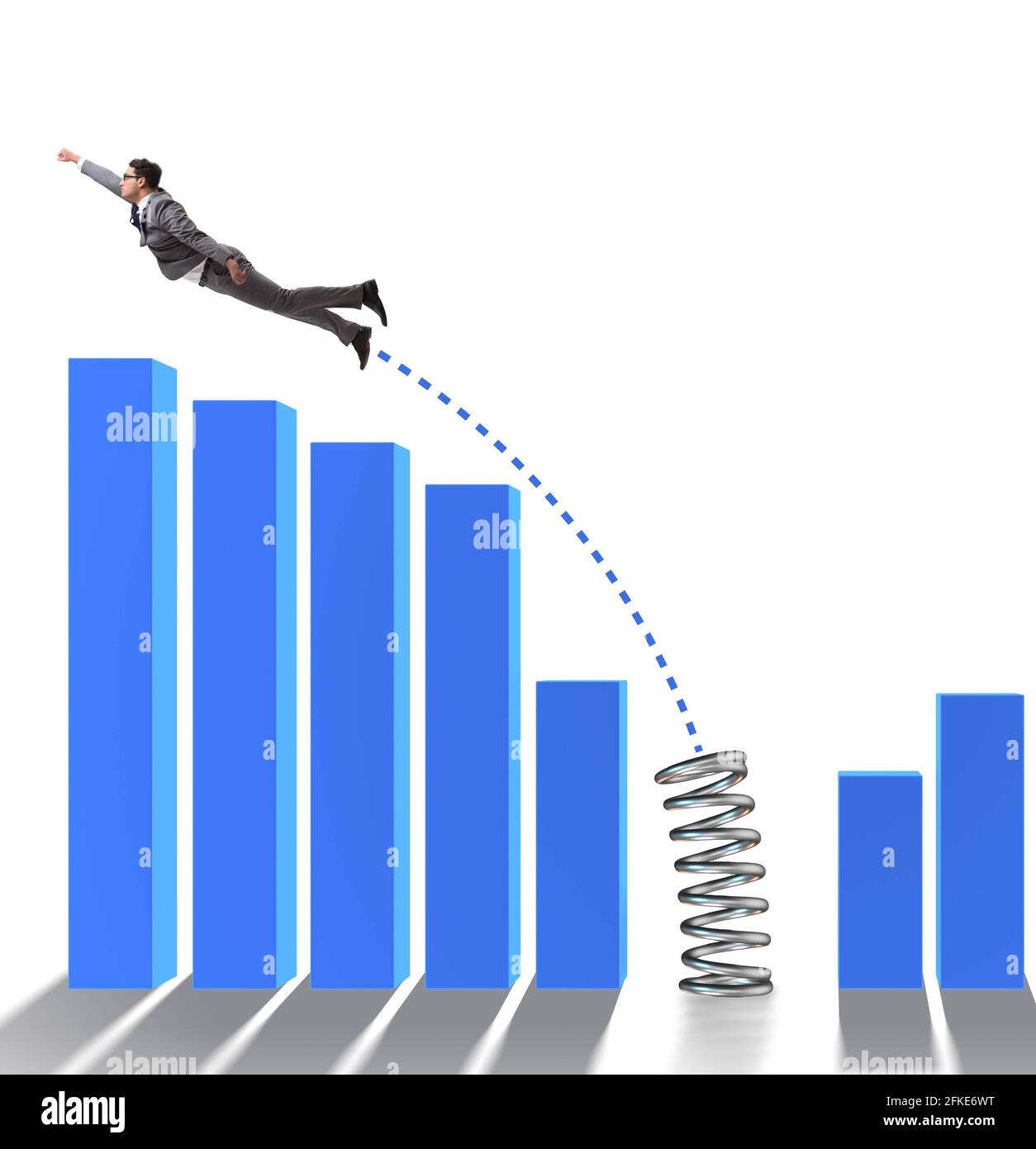 The business people jumping over bar charts Stock Photo - Alamy