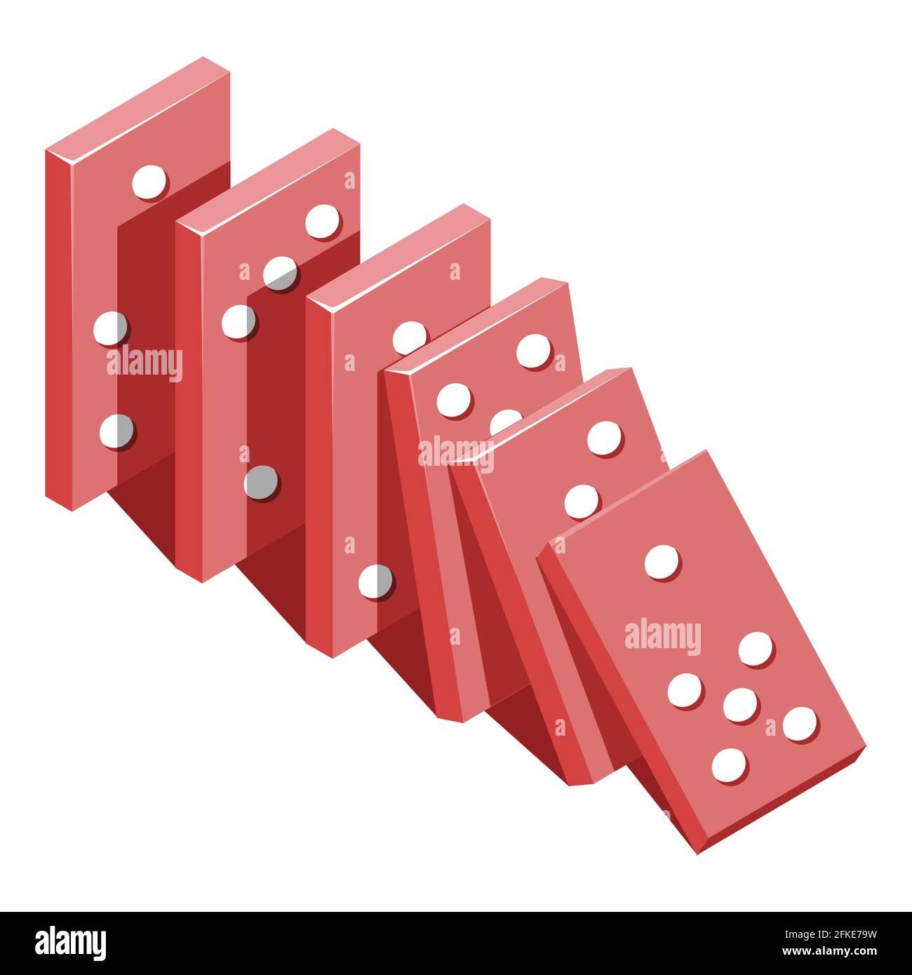 Cartoon vector illustration isolated object toy collapsing dominoes ...