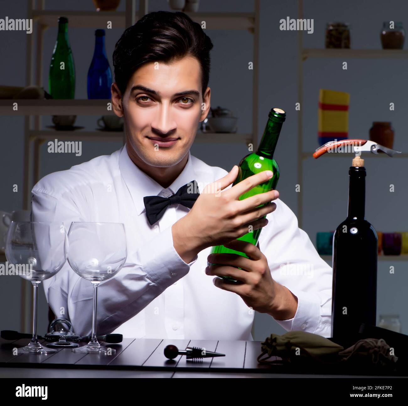 The professional sommelier tasting wine in restaurant Stock Photo - Alamy