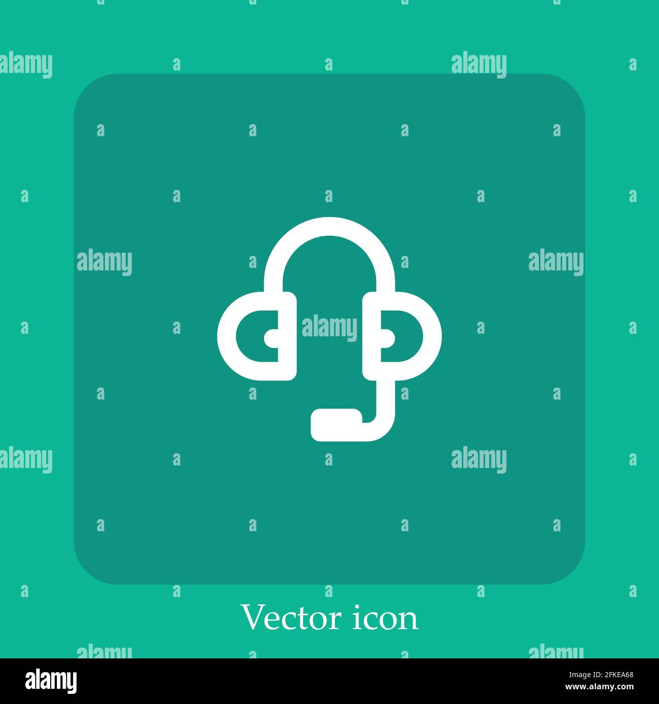 headset vector icon linear icon.Line with Editable stroke Stock Vector ...