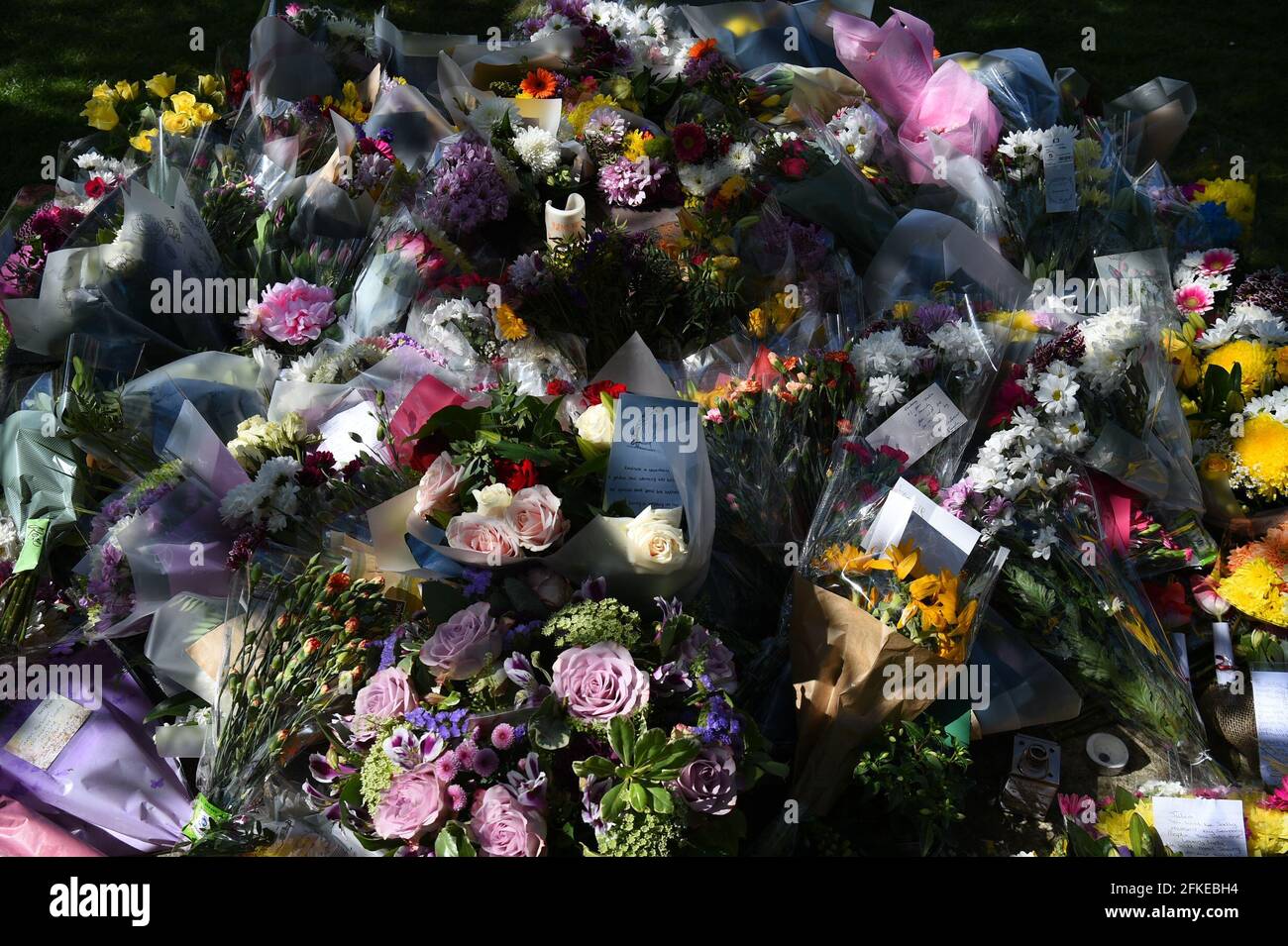 Floral tributes close to the scene in Snowdown, Kent, where the body of ...