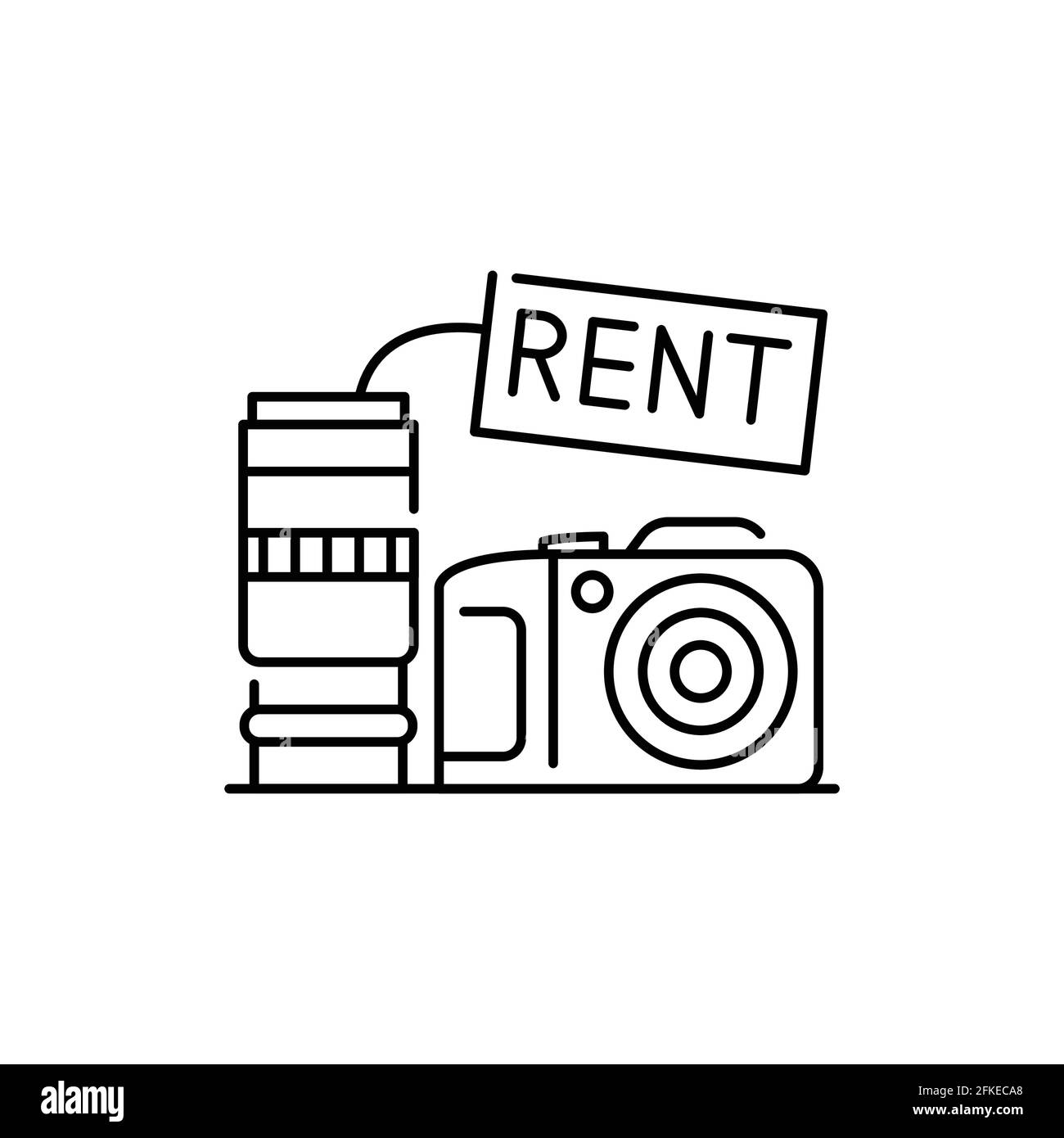 Camera rental olor line icon. Pictogram for web page, mobile app, promo ...