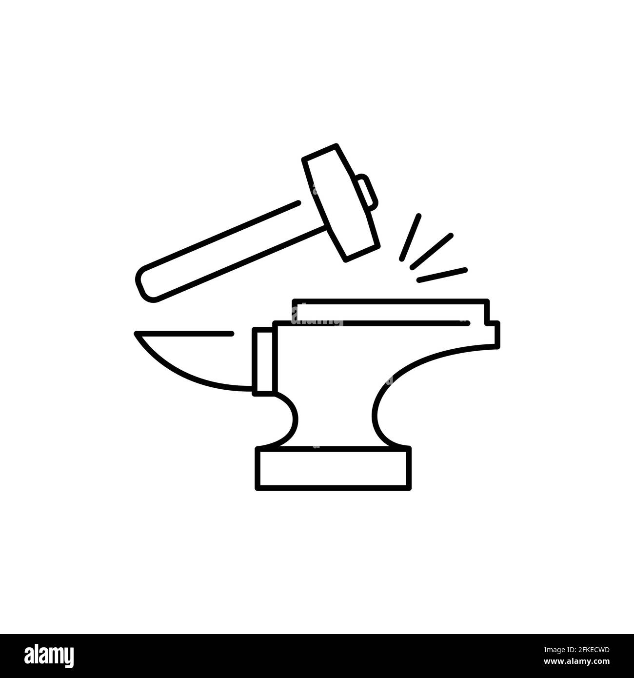 Blacksmith craft olor line icon. Pictogram for web page, mobile app ...