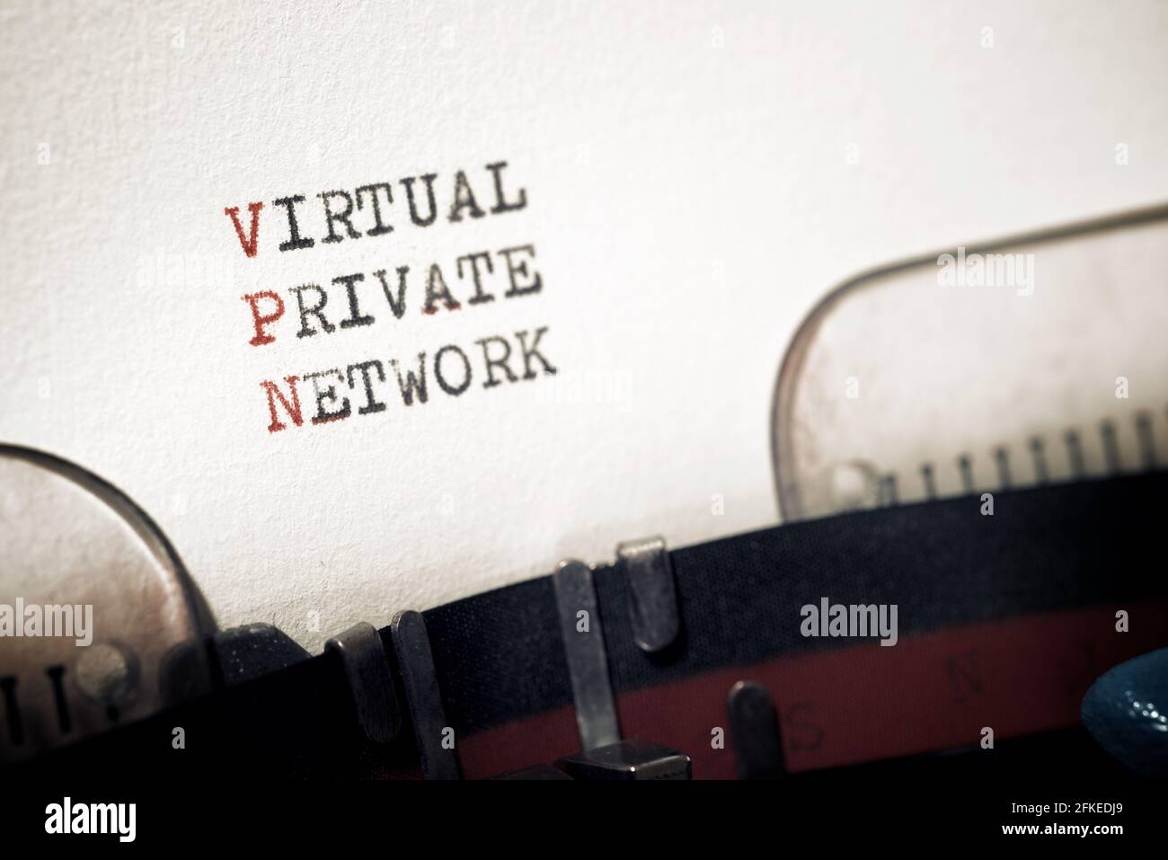 Virtual private network phrase written with a typewriter Stock Photo ...