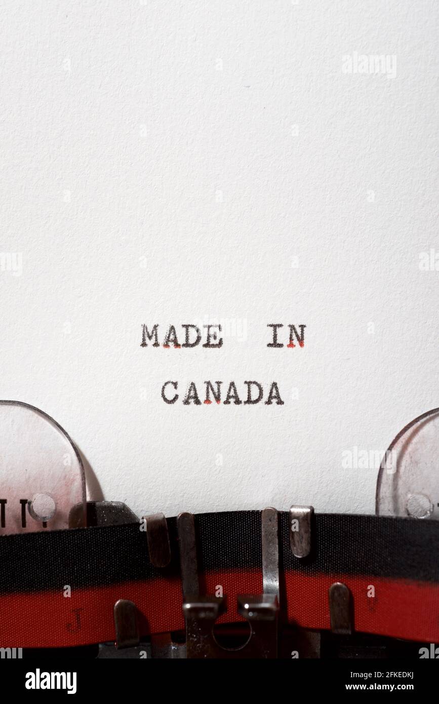 Made in Canada phrase written with a typewriter Stock Photo - Alamy