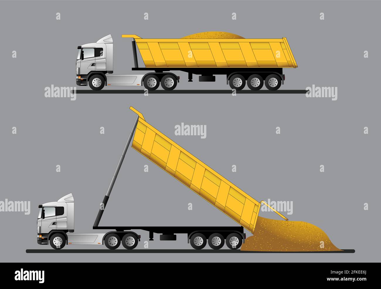 Dump truck unloading sand Stock Vector Images - Alamy