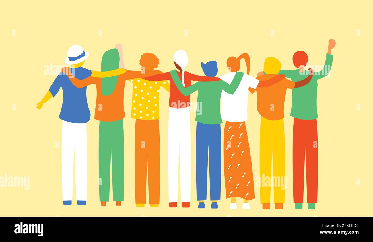 Flat illustration about friendship, bond, diversity, inclusion and ...