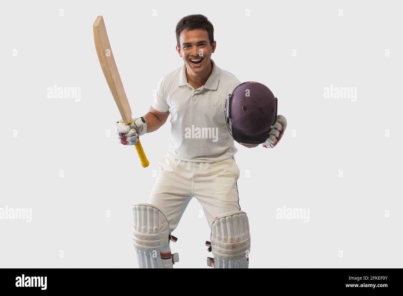 Cricketer, Batsman celebrating Stock Photo - Alamy