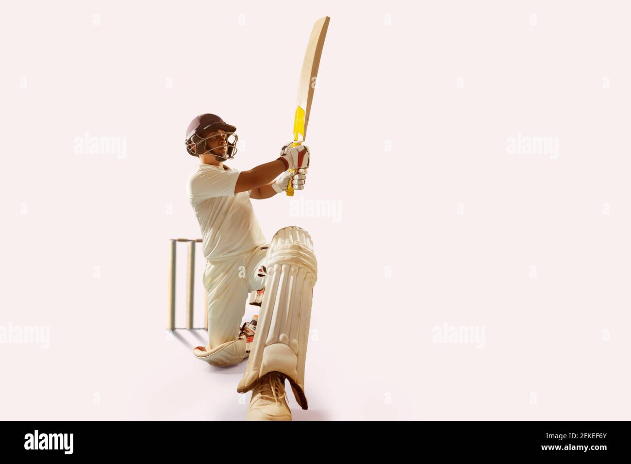 Cricketer, batsman hitting a shot Stock Photo - Alamy
