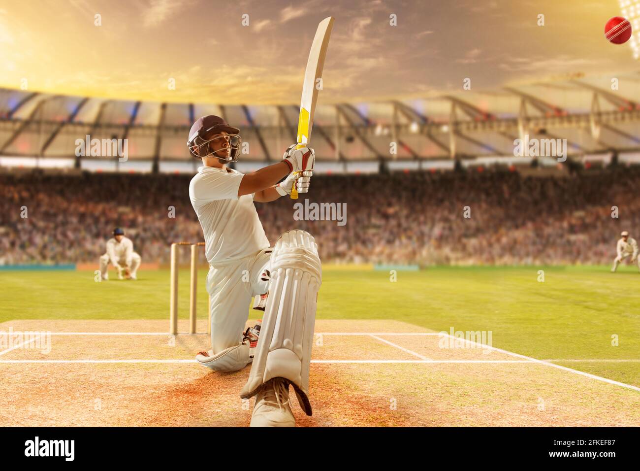 Cricket player hitting a ball hi-res stock photography and images - Alamy