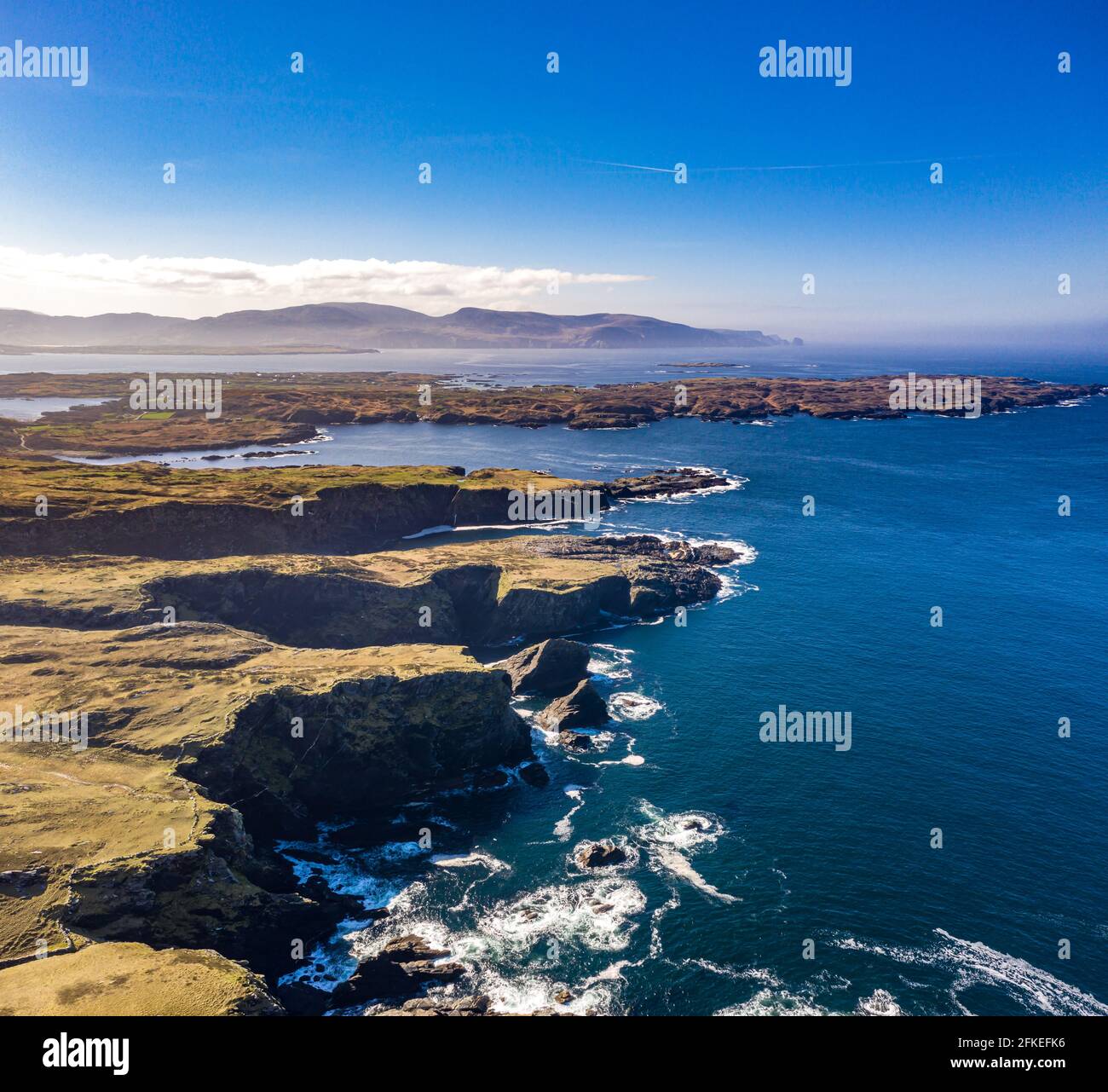Aerial view of Dunmore Head by Portnoo in County Donegal, Ireland Stock ...