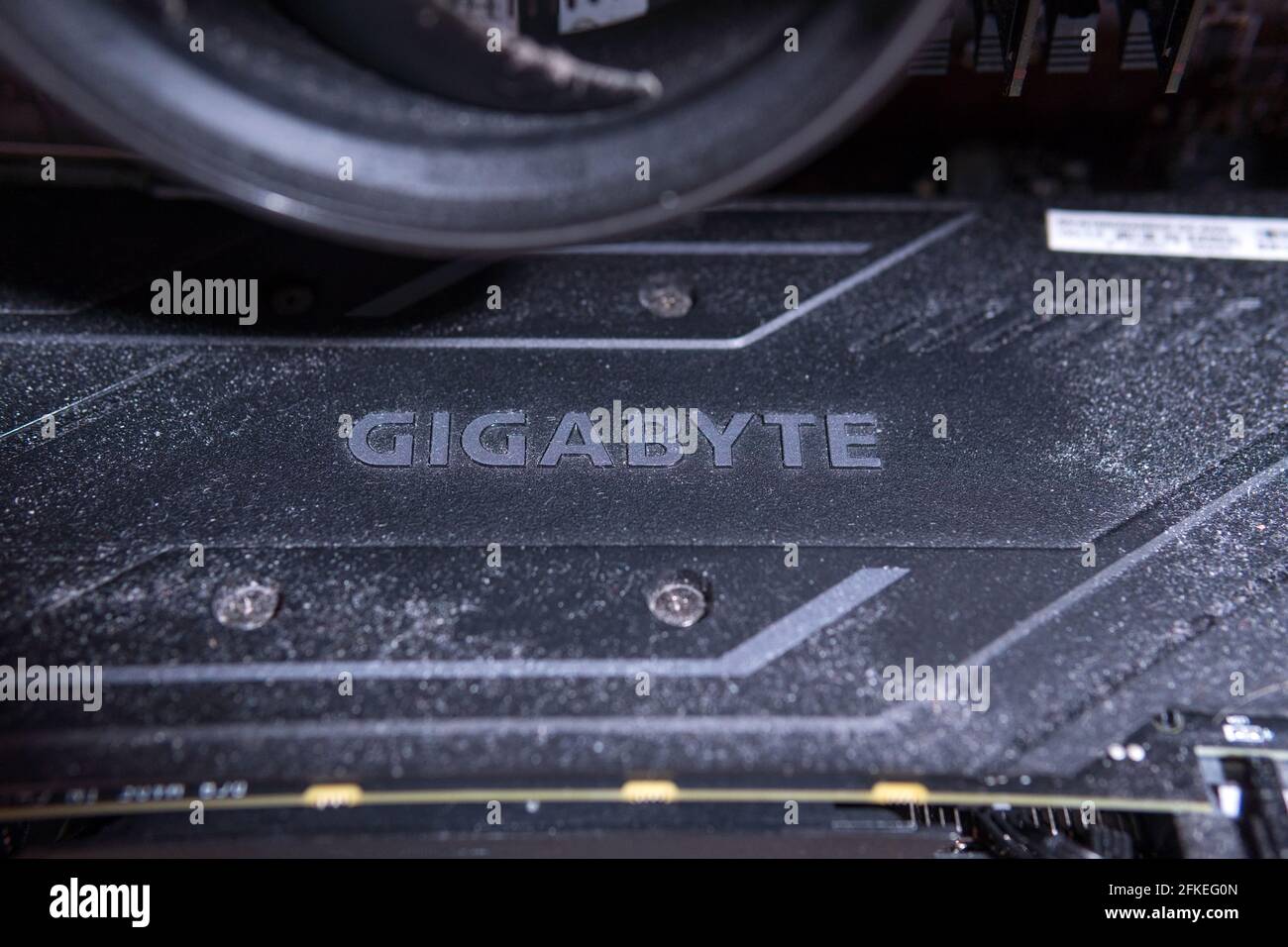 Tyumen, Russia-april 26, 2021: Gigabyte Technology logo close up is a ...