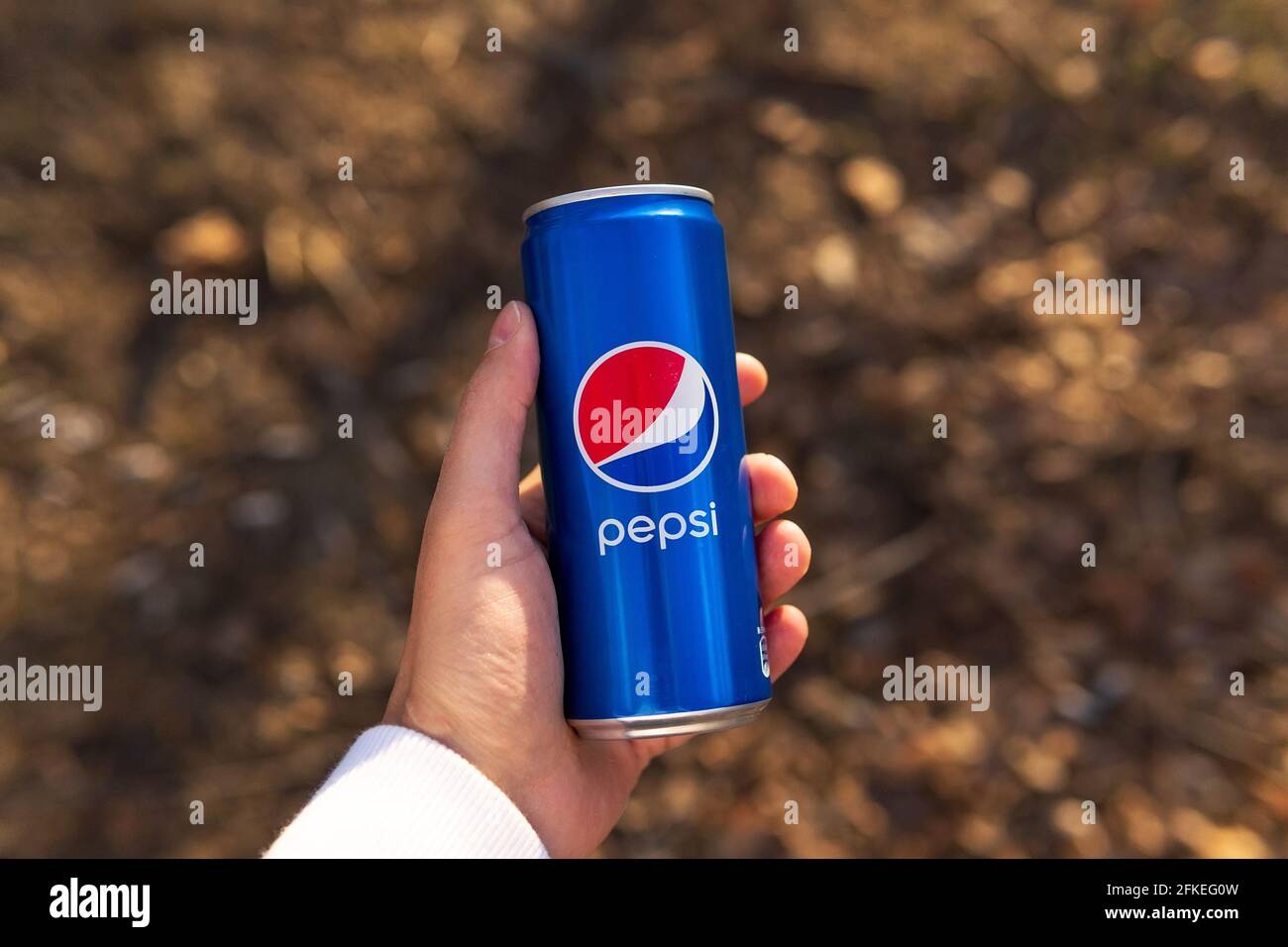 Tyumen, Russia-april 26, 2021: Pepsi drinks in can. Pepsi is a ...