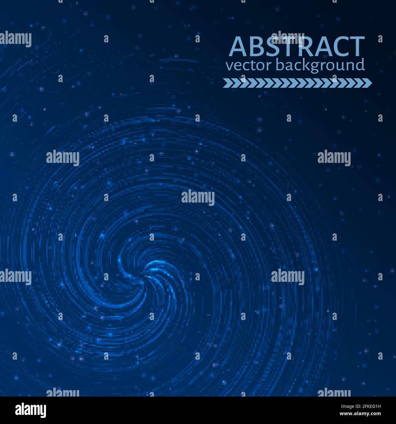 Blue wavy cosmic background. Glowing spiral and sparkling particles ...
