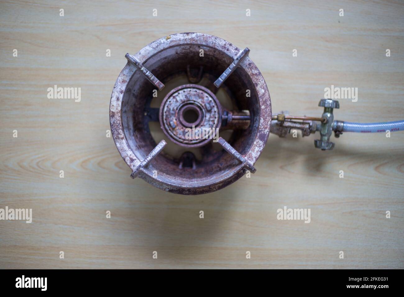 Aged portable high-pressure propane burner on a table Stock Photo - Alamy
