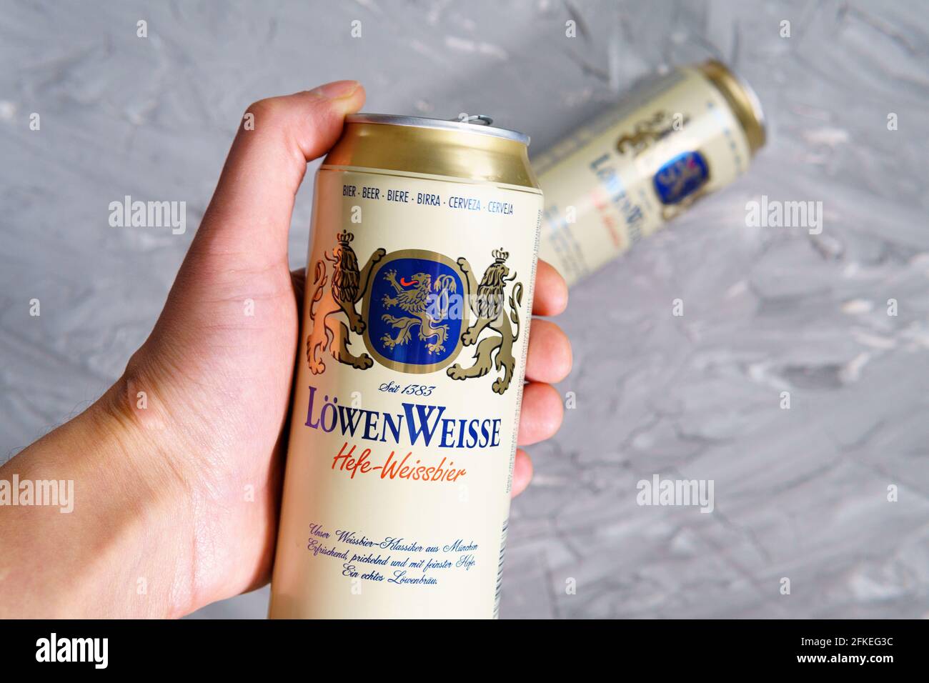 Tyumen, Russia-March 15, 2021: Lowen Weisse Hefe Weissbier Beer Can ...