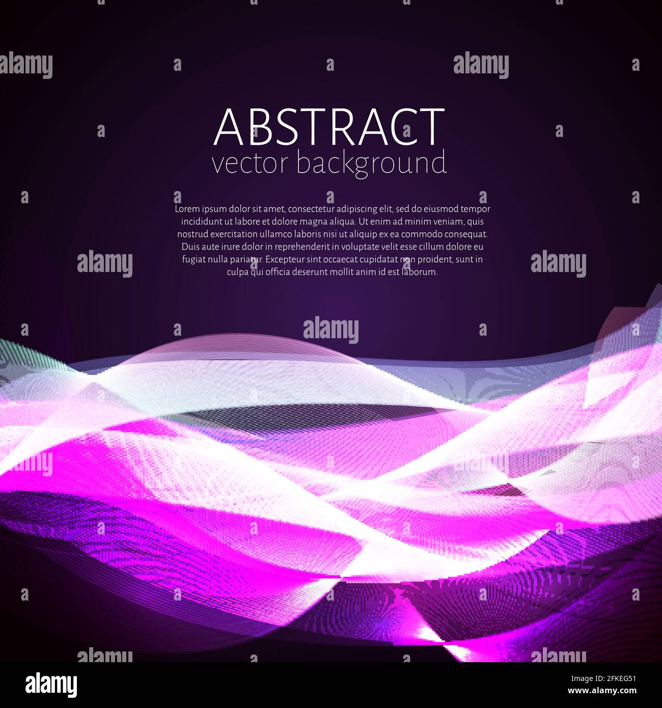 Colorful bright wavy lines on a dark background. Abstract wave backdrop ...