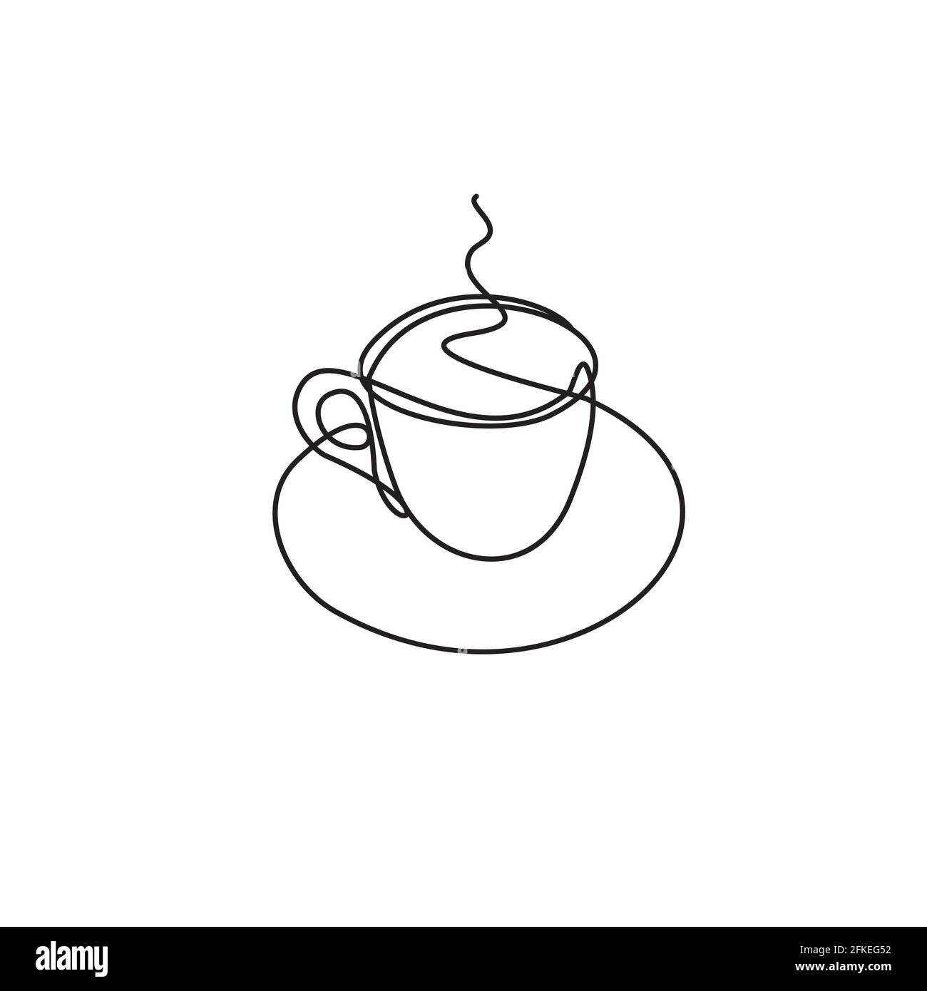 Coffee cup single line vector lineart. Continuous line illustration ...