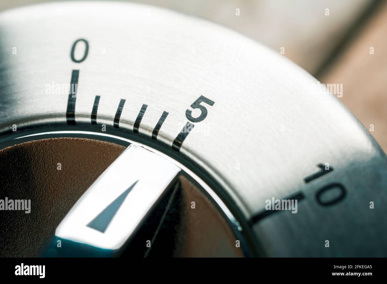 5 Minutes - Macro Of An Analog Metal Timer On A Wooden Floor Stock ...