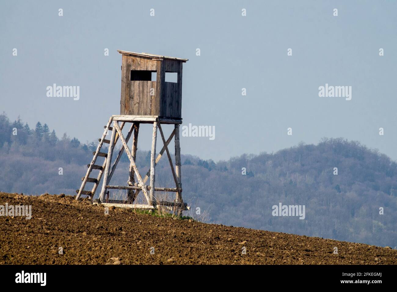 Hunting blind stand field hunter in country, Scenery Stock Photo - Alamy