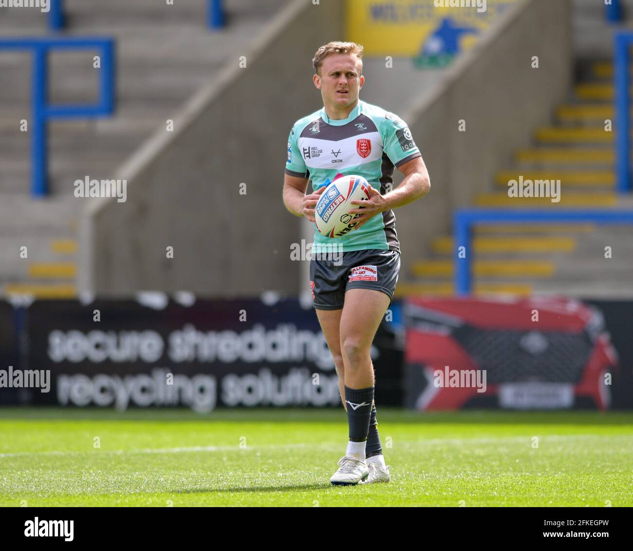 Warrington, UK. 01st May, 2021. Jez Litten (14) of Hull KR during the ...