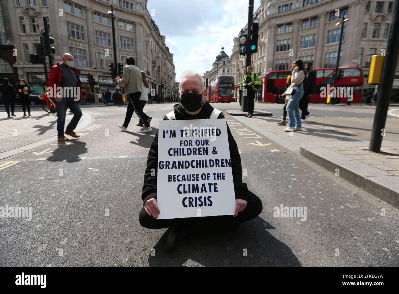 London, England, UK. 1st May, 2021. An Extinction Rebellion activist ...