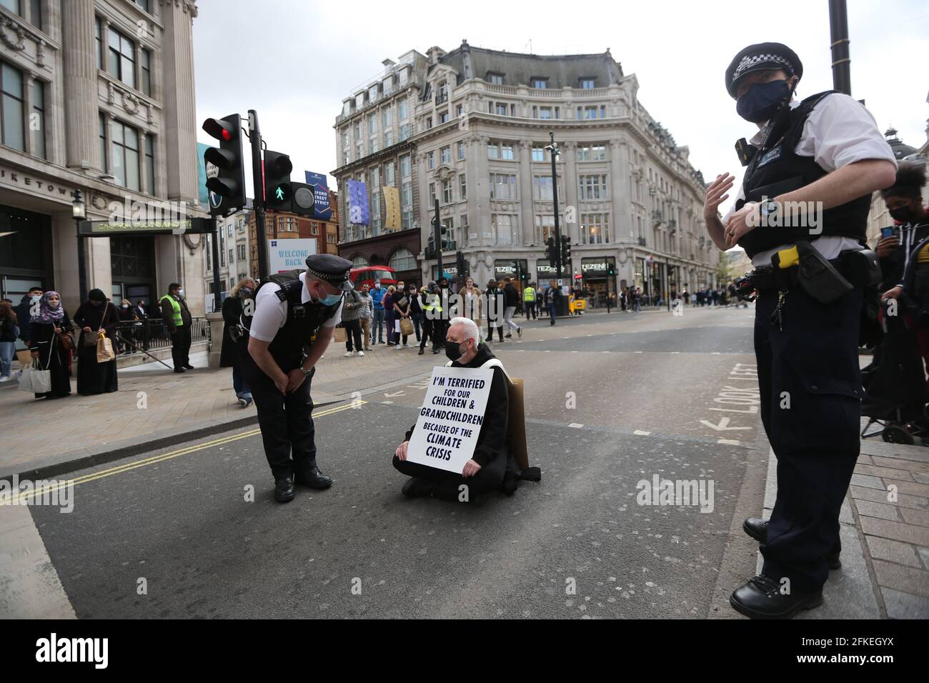 London, England, UK. 1st May, 2021. An Extinction Rebellion activist ...
