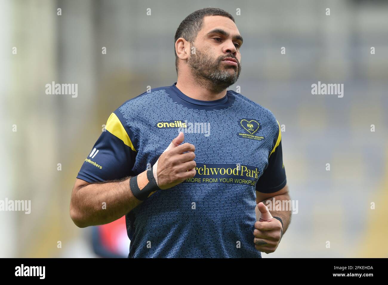 Greg Inglis (3) of Warrington Wolves during the warm up Stock Photo - Alamy