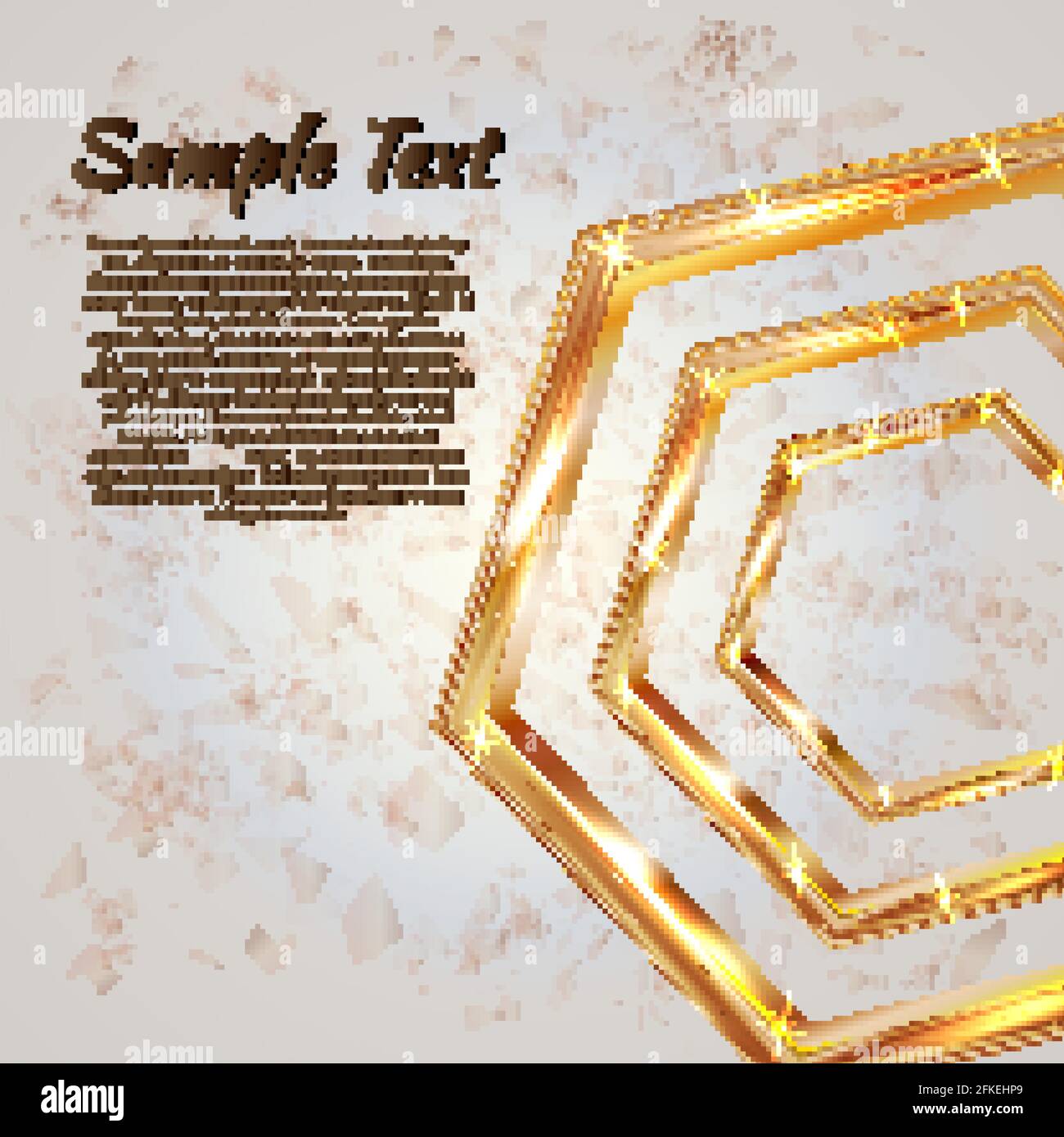 Bright golden hexagon. Luxury gold vector illustration. Easy to edit ...