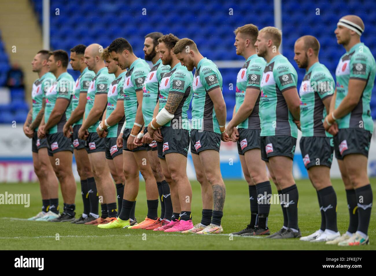 The Hull KR players line up before the game Stock Photo - Alamy