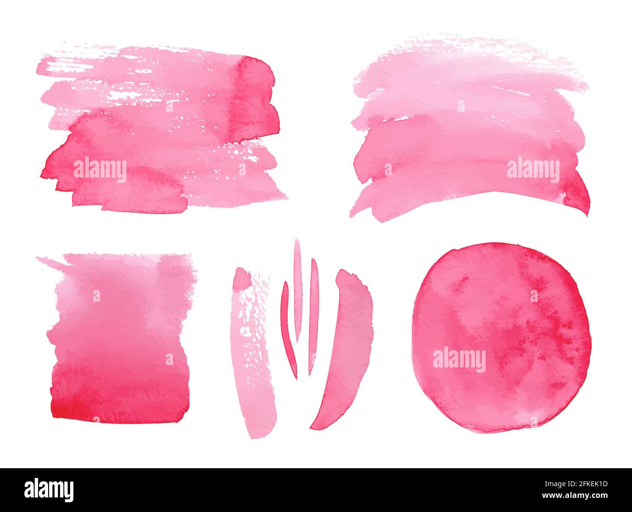Watercolor pink brush strokes and circle isolated on white background ...
