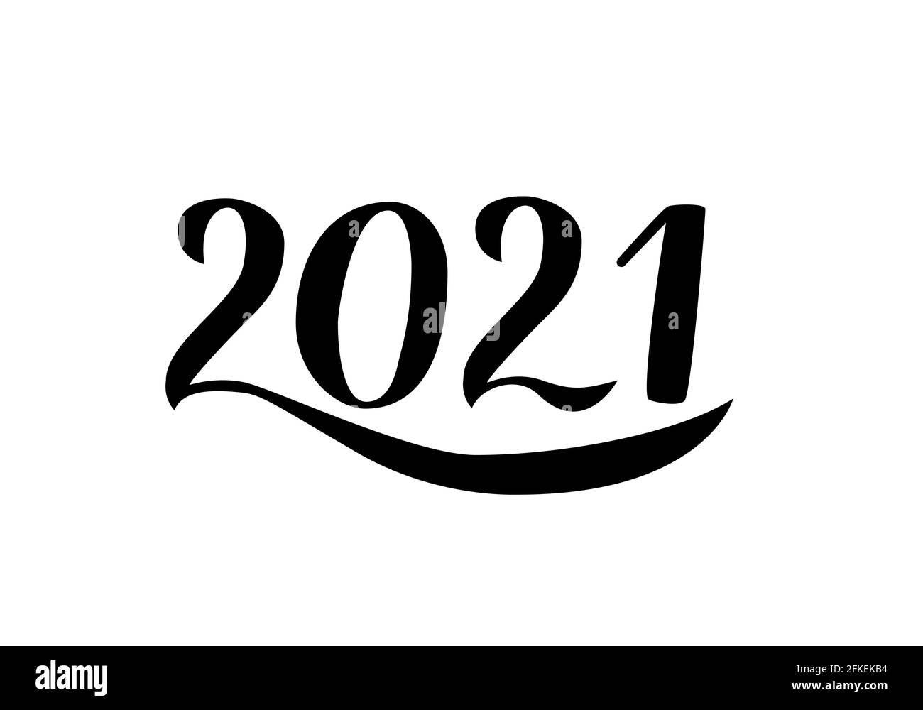 2021 Hand written numbers with brush. Calligraphy lettering for New ...