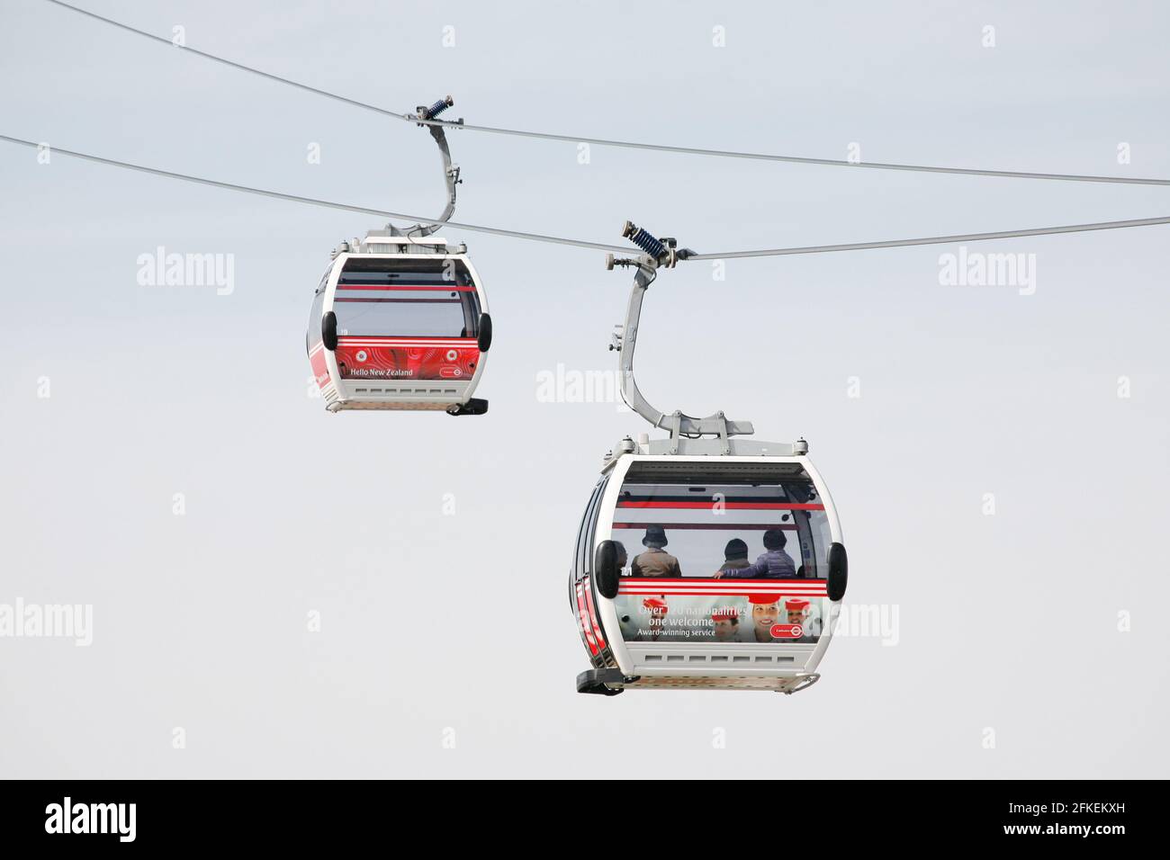 LONDON - MAY 26: Gondolas of the Emirates Air Line cable car, opened ...