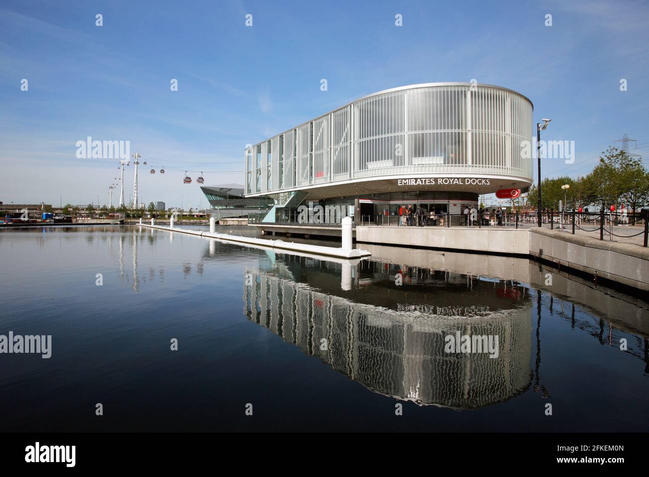 LONDON - MAY 26: Emirates Royal Docks terminal, cable car terminal ...