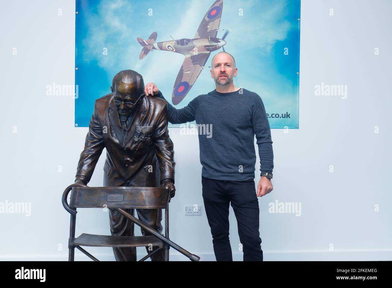 Sculptor Tony Clark with his Bronze Statue of the late Sir Captain ...
