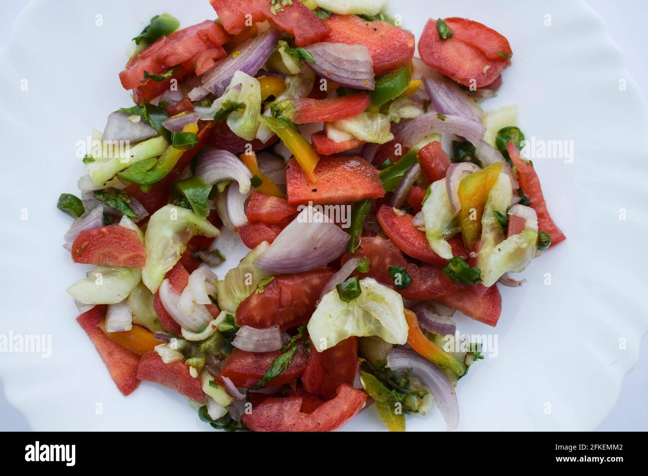 salad, indian, indian salad, tomato, onion, white background, sambhaar ...