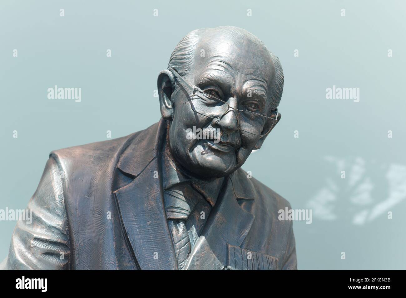 A resin statue of the late Sir Captain Tom Moore on display at Clark ...